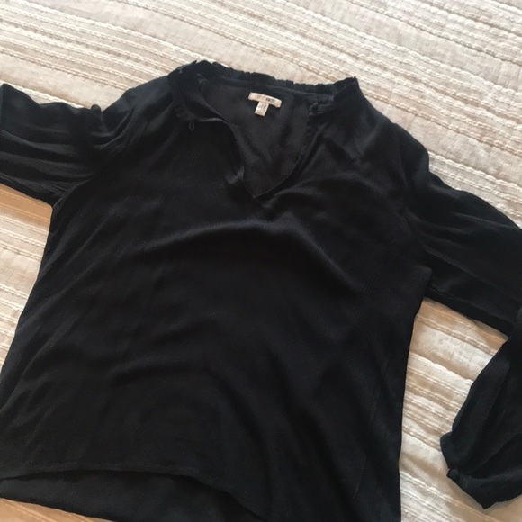 Amuse Society | Tops | Amuse Black Ruffle Neck Long Sleeve | Poshmark